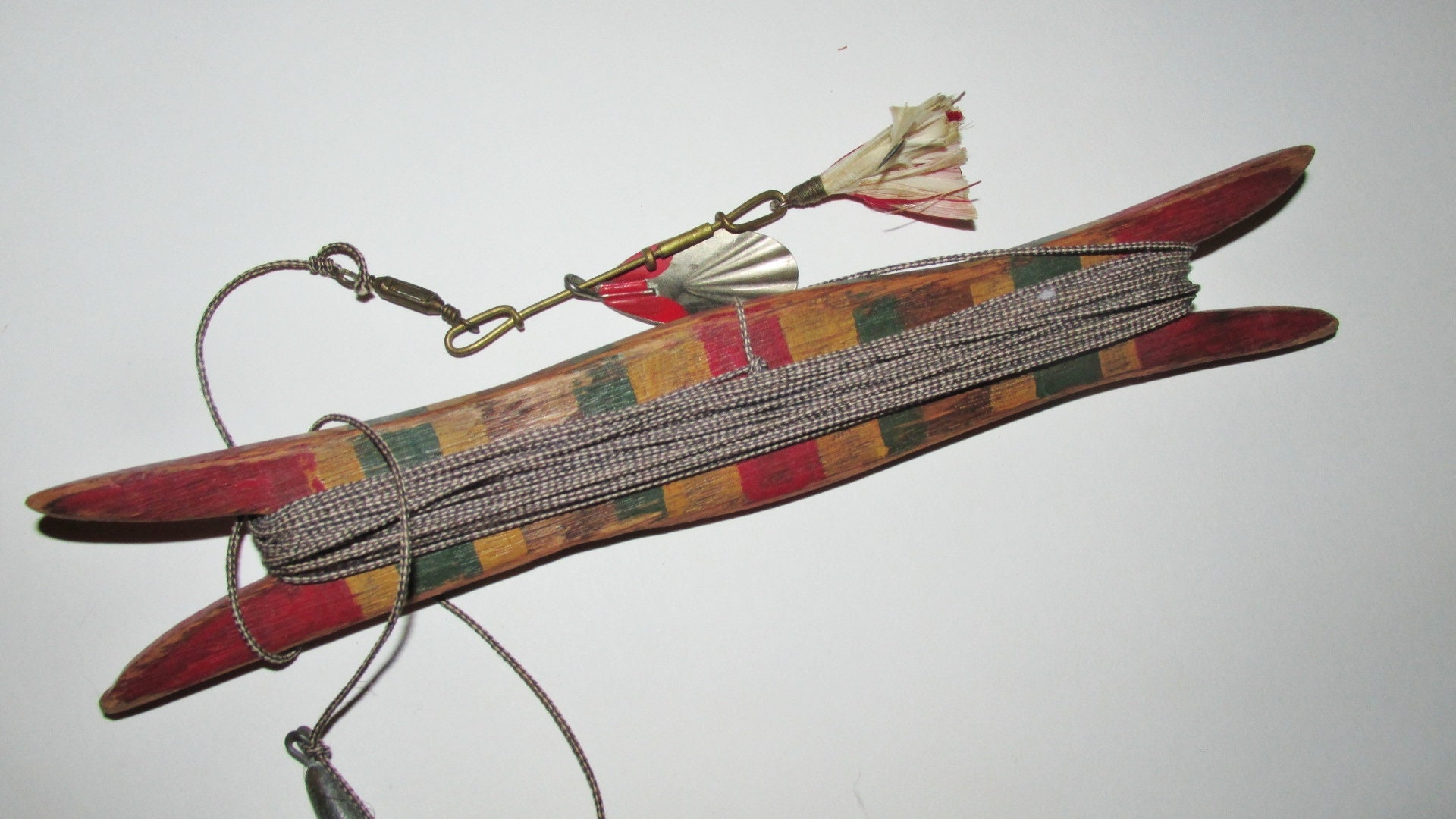 Folk Art , Vintage Fishing Hand Spool Jigging Stick - 8" - Etsy