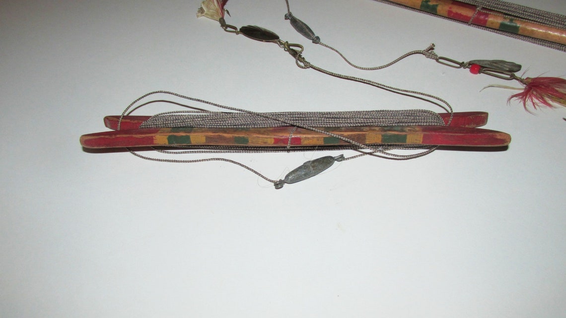 Folk Art , Vintage Fishing Hand Spool Jigging Stick - 8" - Etsy