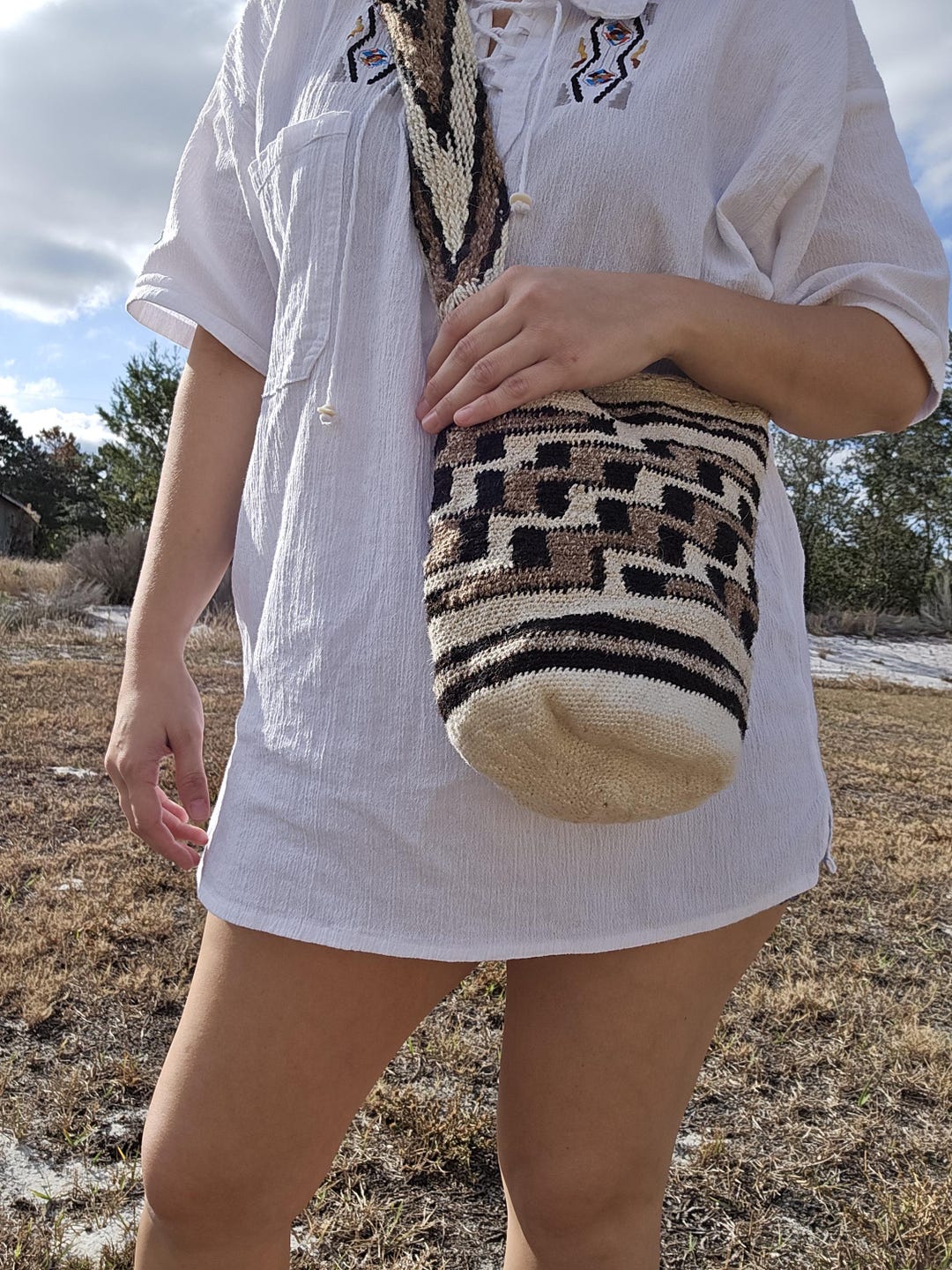 Arhuaca Mochila Bag | Handmade Colombian Wool Crossbody | Neutral ...