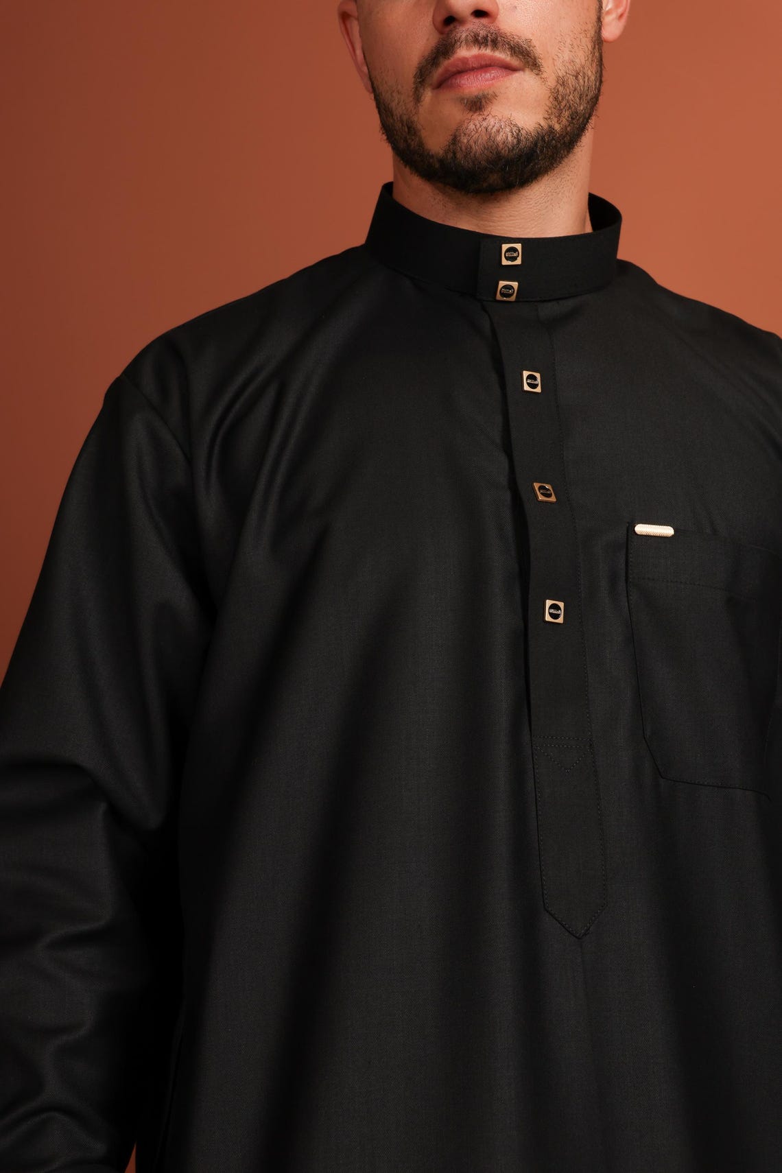 Qamis Haroun – Men’s Long Qamis in Jet Black - Etsy