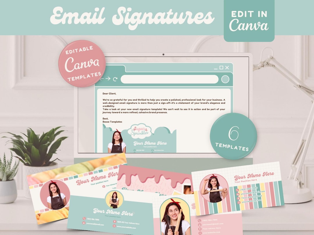 Editable Email Signatures Bundle Cute Pastel Sugar Sprinkles Bossa ...