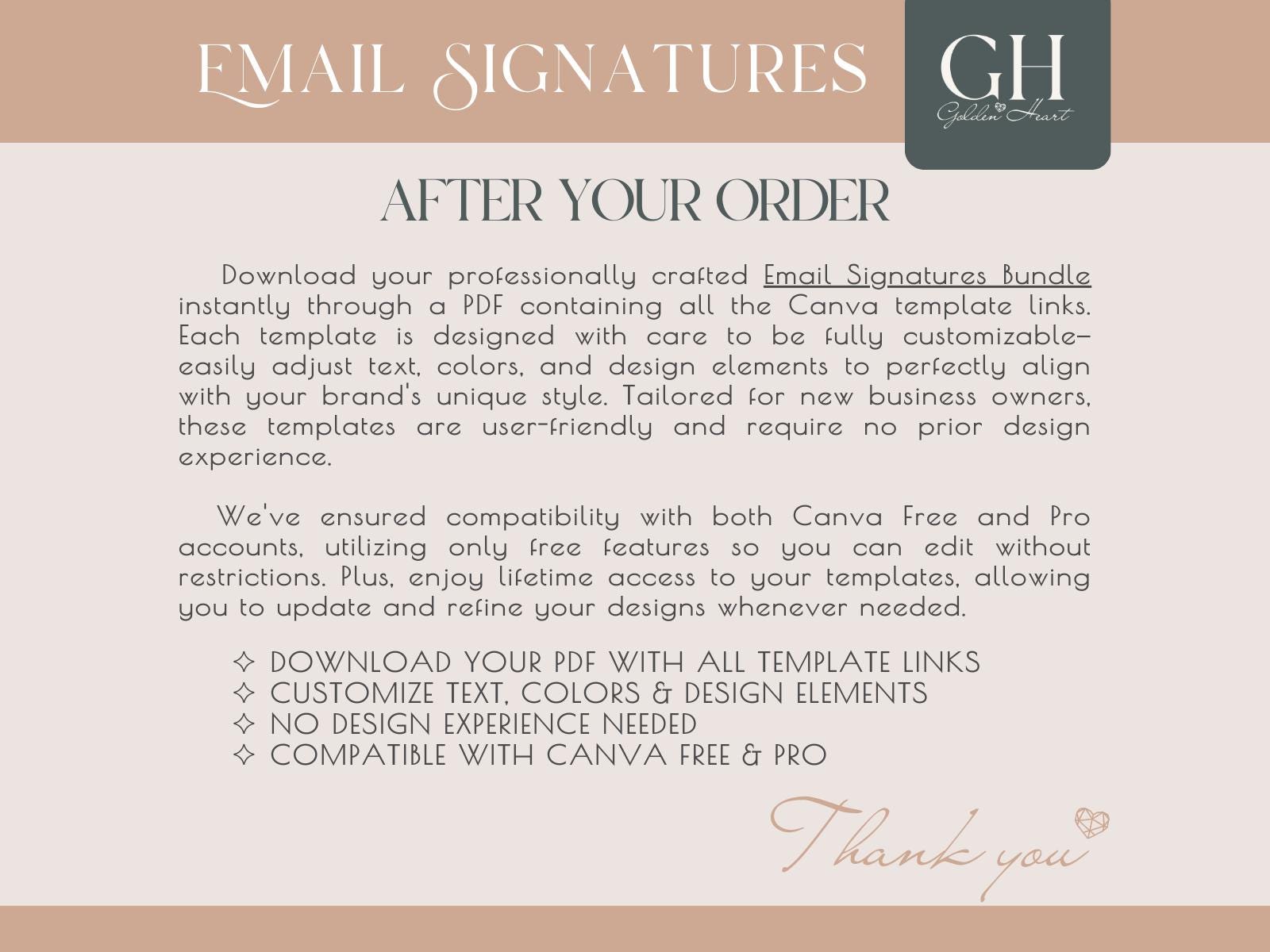 Editable Email Signatures Templates | Business Bundle | Golden Heart ...