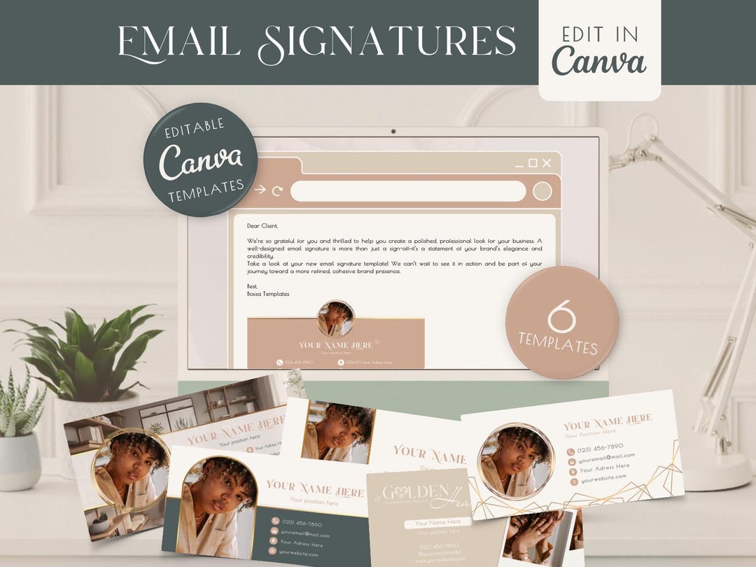 Editable Email Signatures Templates | Business Bundle | Golden Heart ...