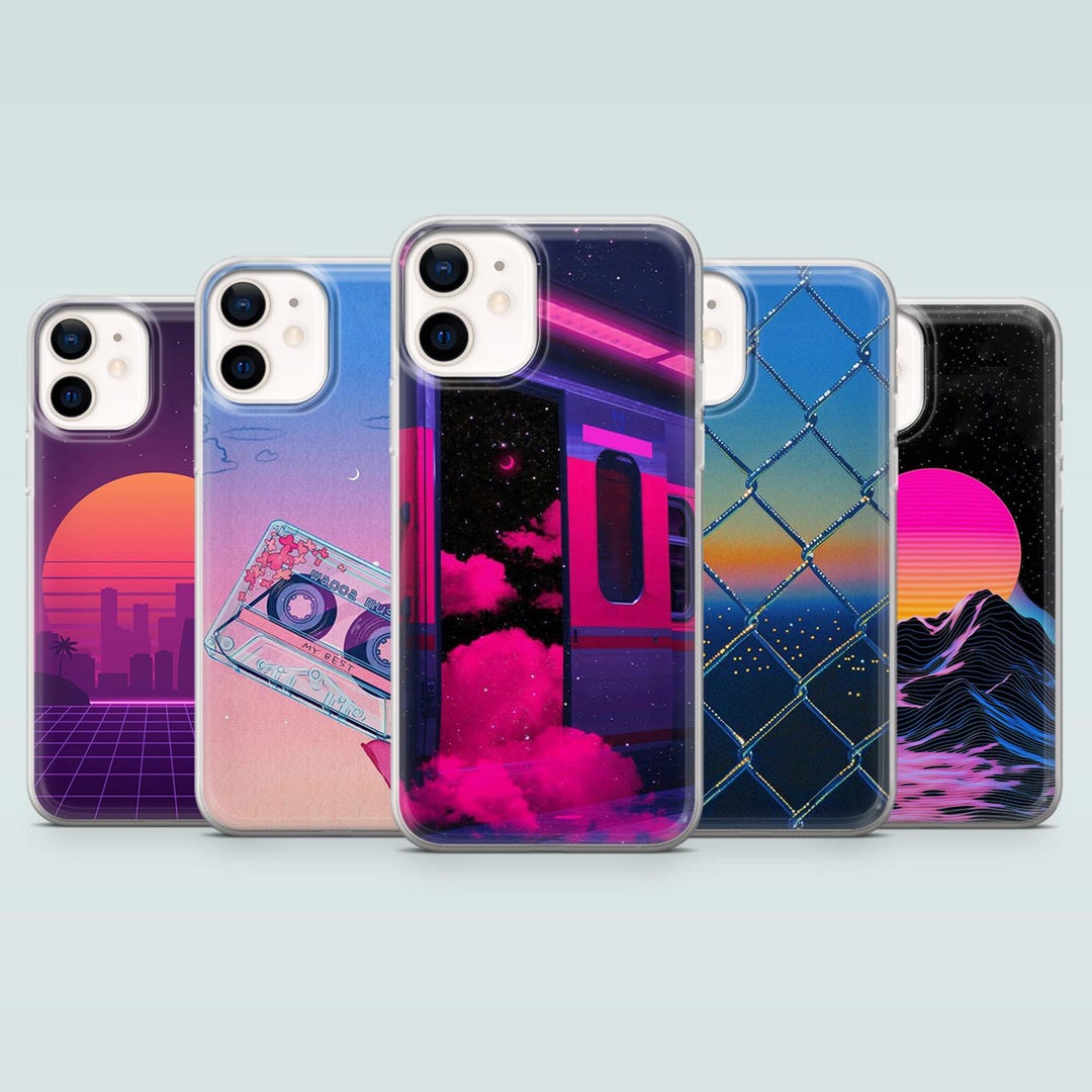 Vaporwave Phone Case Synthwave Neon Cover for iPhone 16pro, 15, 14, 13 ...
