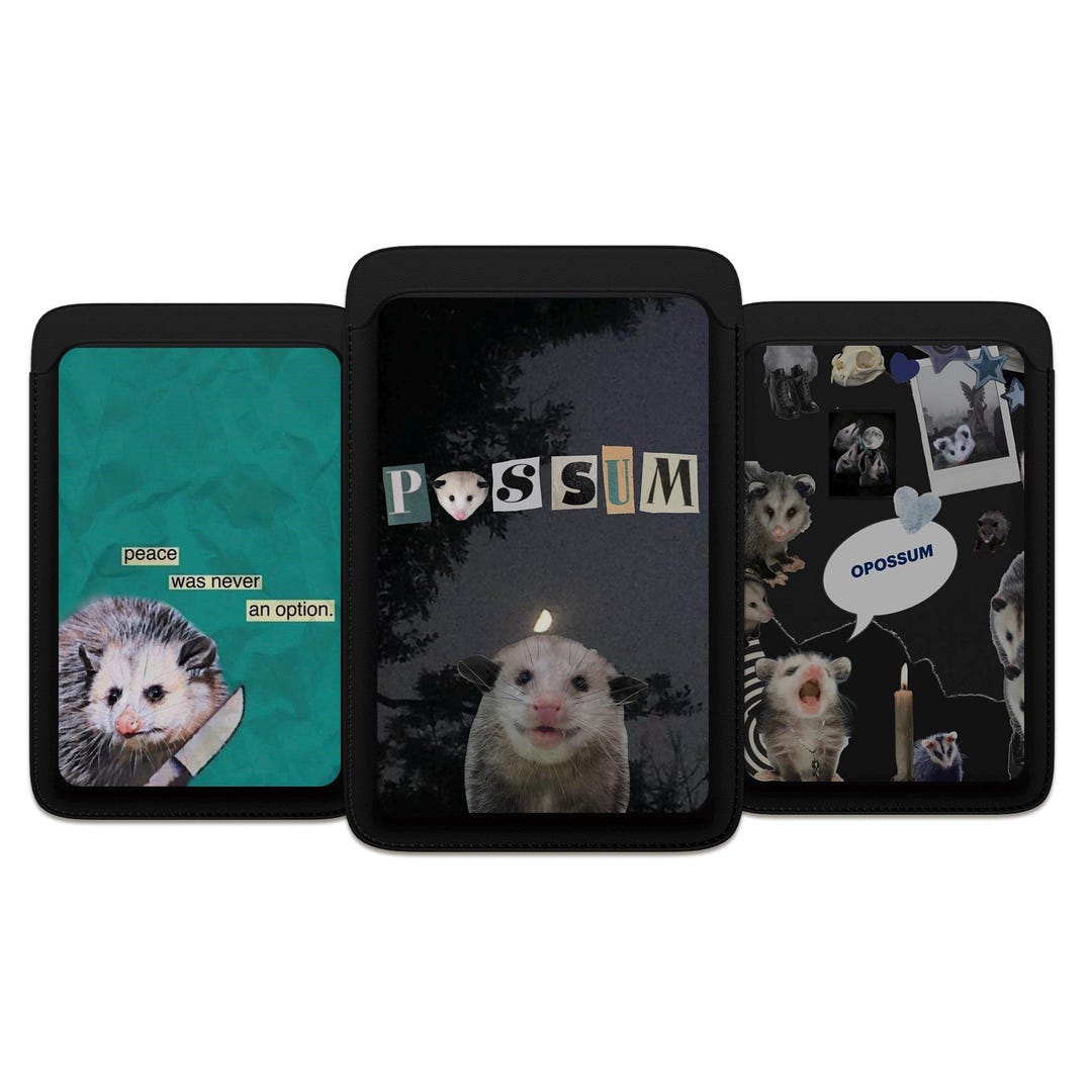 Funny Possum Leather Magsafe Wallet Raccoon Card Holder for iPhone 17 ...