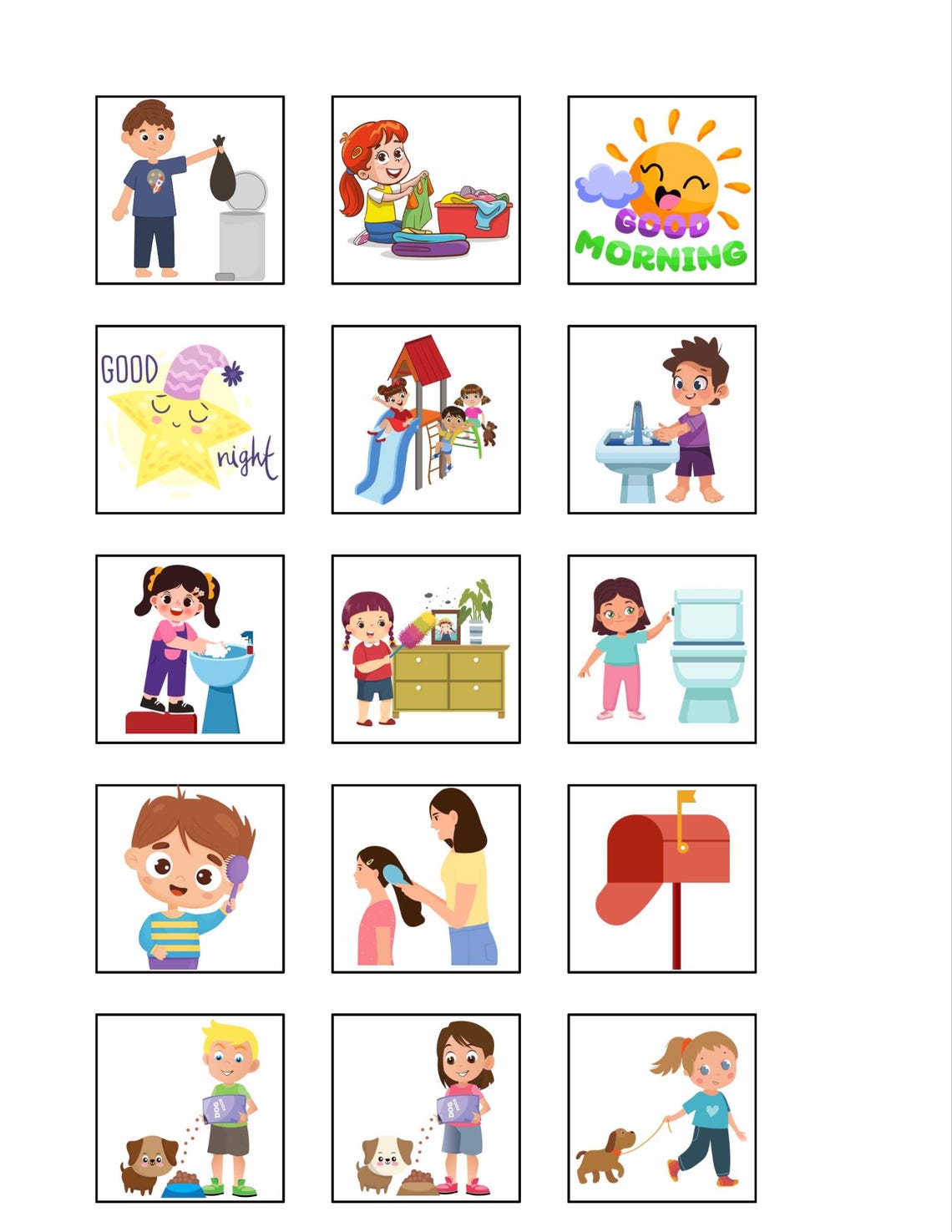 Printable Daily Routine Checklist for Kids. Kids Chore Chart Morning ...