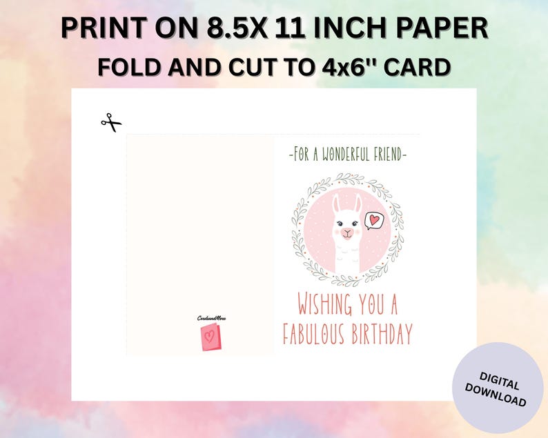 Digital Birthday Card Printable Birthday Greeting Card Instant Download ...