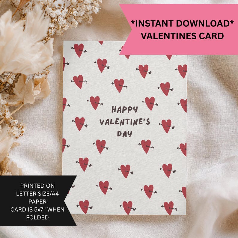Valentines Day Card Printable Instant Download Romantic Love Card for ...