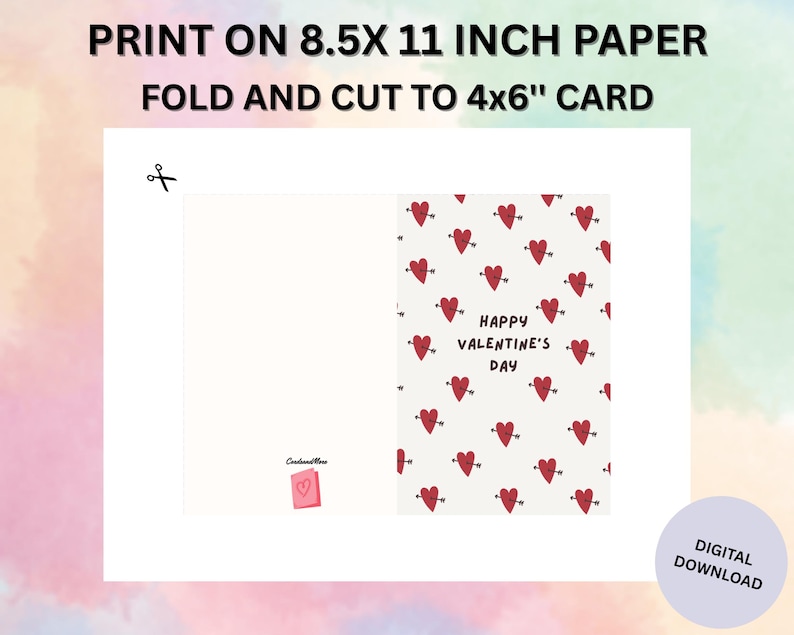 Valentines Day Card Printable Instant Download Romantic Love Card for ...
