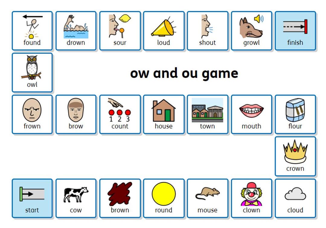 Phonics Game Ow/ou Words Early Years Key Stage 1 SEND - Etsy