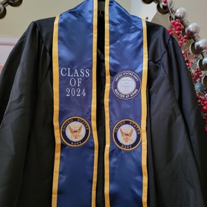 Military Graduation Stole | Design Your Own Custom Embroidered Satin ...