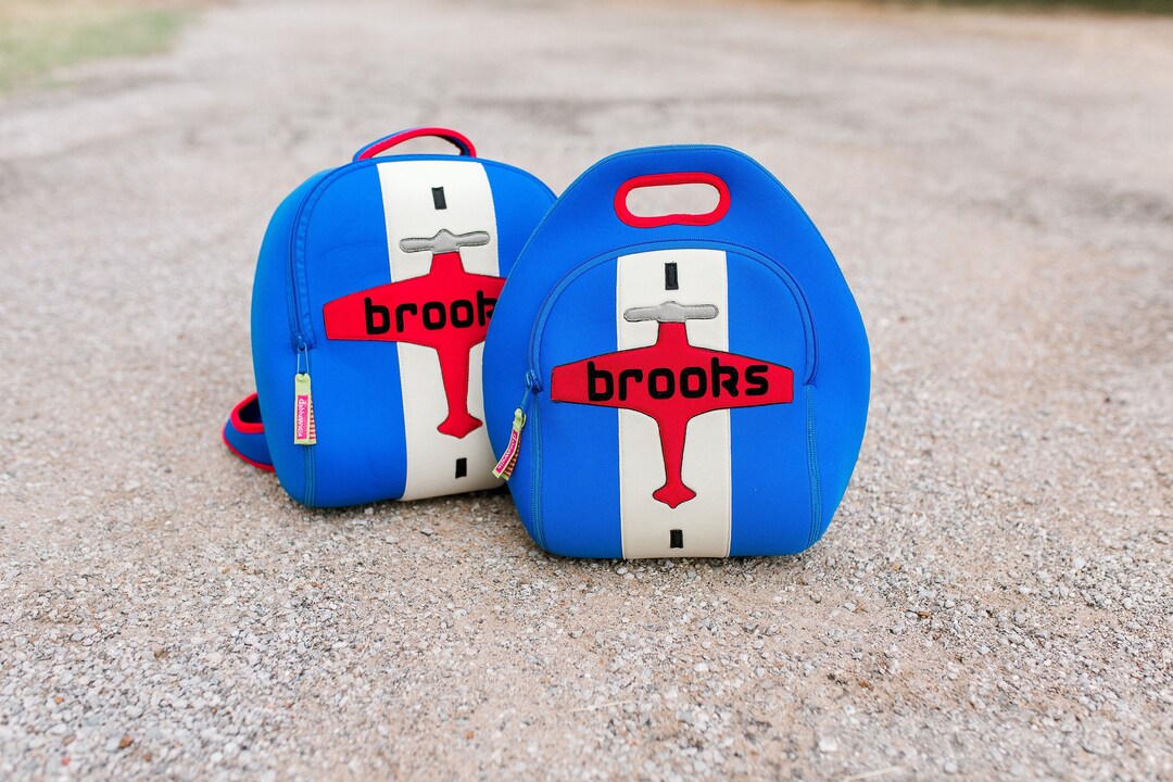 Personalized Airplane Backpack and Lunch Box | Bookbag With Name for ...