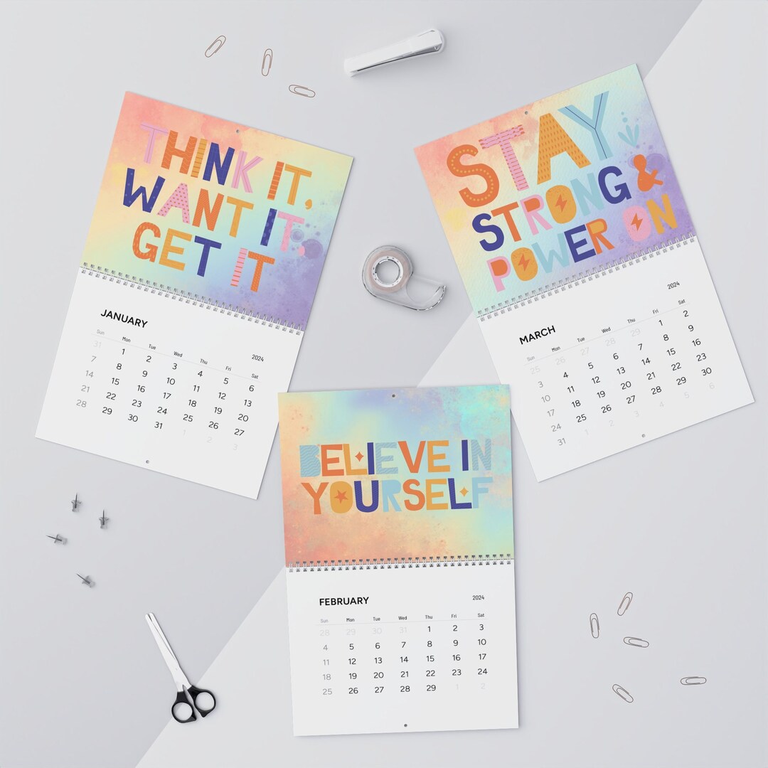 2024 Motivational Wall Desktop Calendars Affirmation Gift - Etsy
