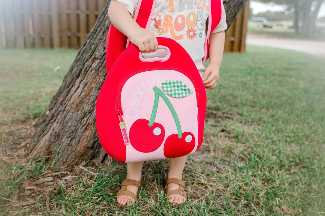 Personalized Cherries Girls Backpack and Lunch Box Set Bookbag With ...