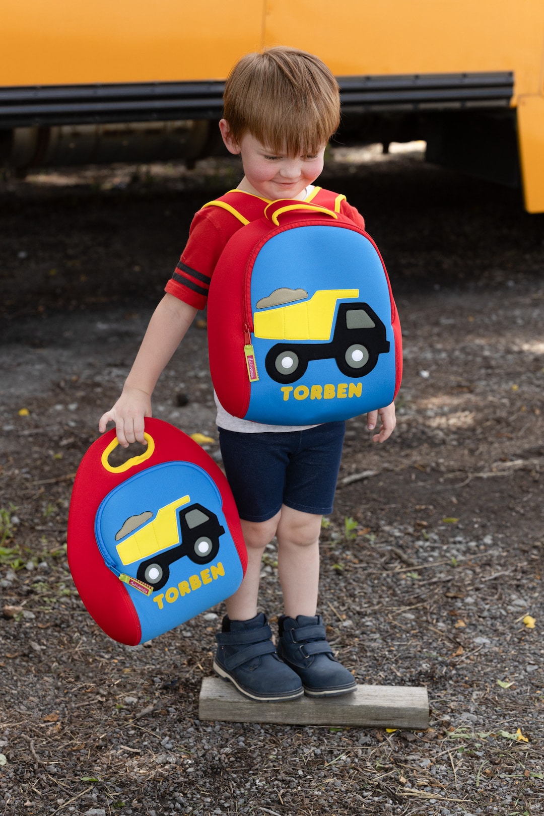 Personalized Dump Truck Backpack and Lunch Box Bookbag With Name for ...