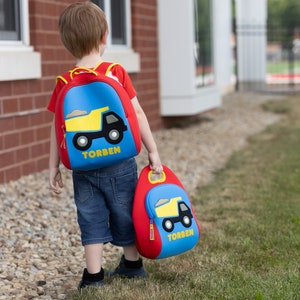 Personalized Dump Truck Backpack and Lunch Box Bookbag With Name for ...