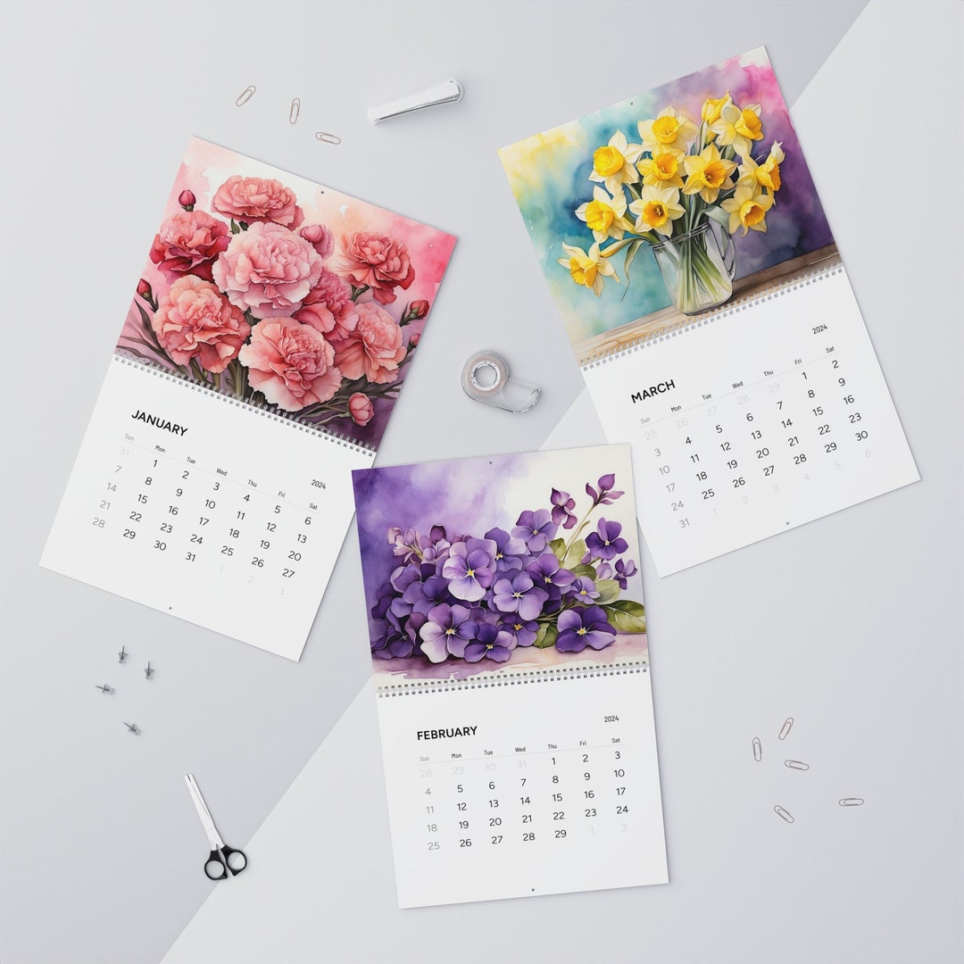 2024 Flower of the Month Wall Calendars Desktop Calendar Birth Flower ...