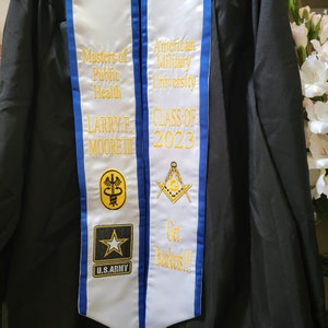 Military Graduation Stole | Design Your Own Custom Embroidered Satin ...