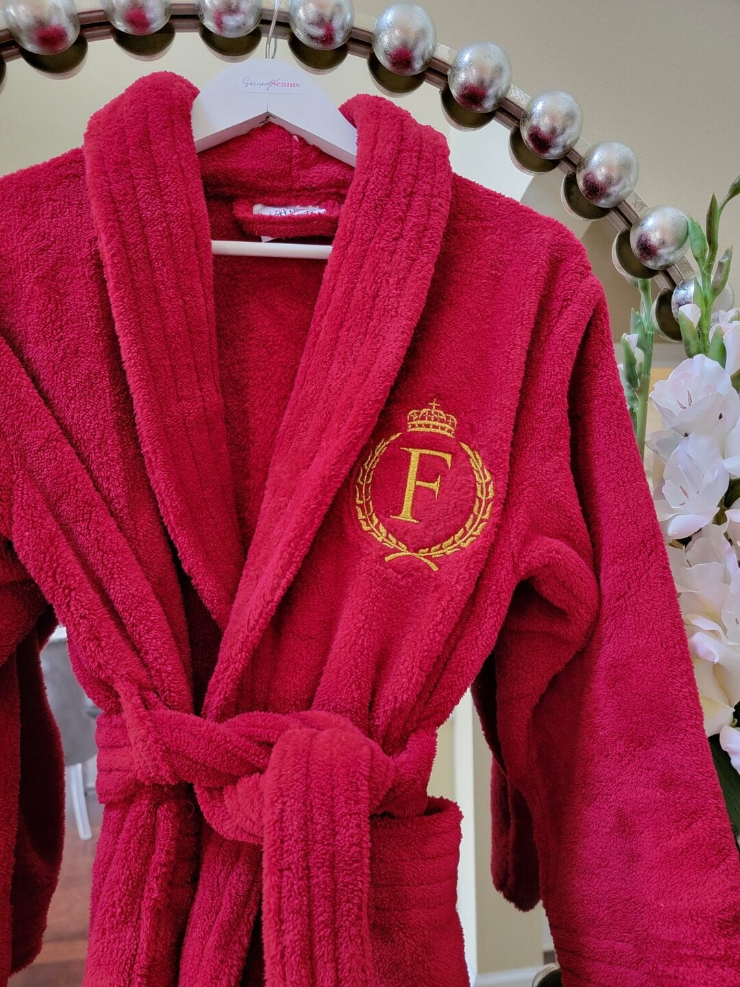 Personalized Men's Women's Red Plush Robe f Monogrammed Bathrobe With ...