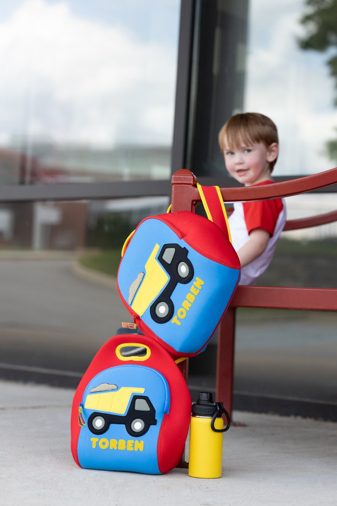 Personalized Dump Truck Backpack and Lunch Box | Bookbag With Name for ...