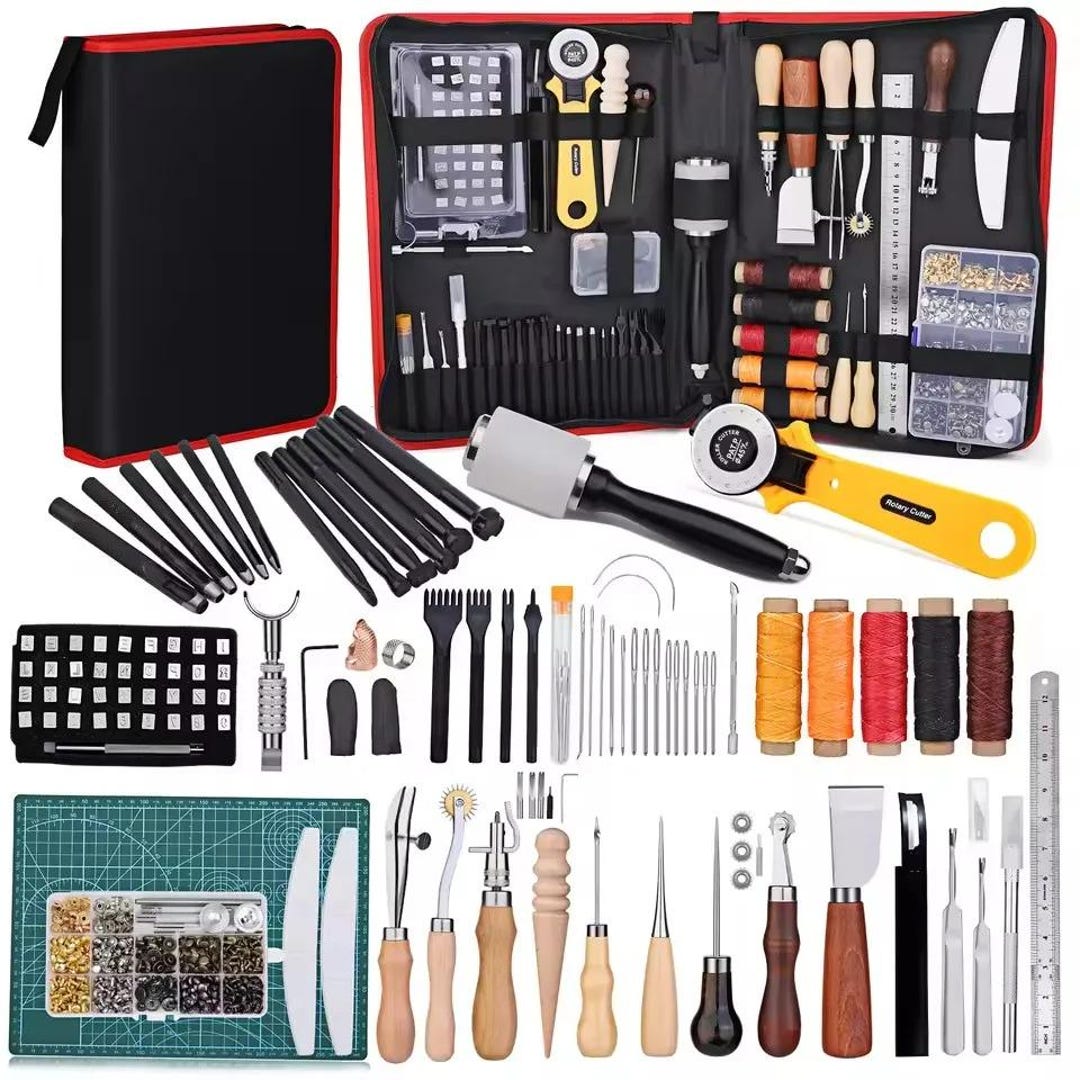 Professional Leathercraft Tools Set - Hole Punching, Cutting Mat ...
