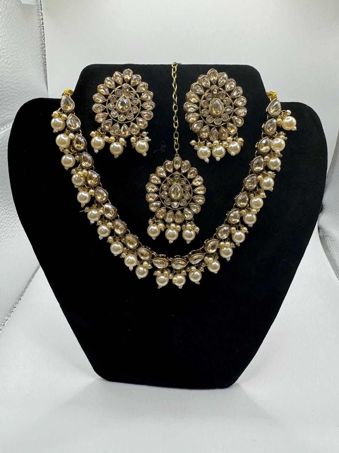 Elegant Stone Set With Maang Tikka & Earrings | 4 Colour Options: Royal ...