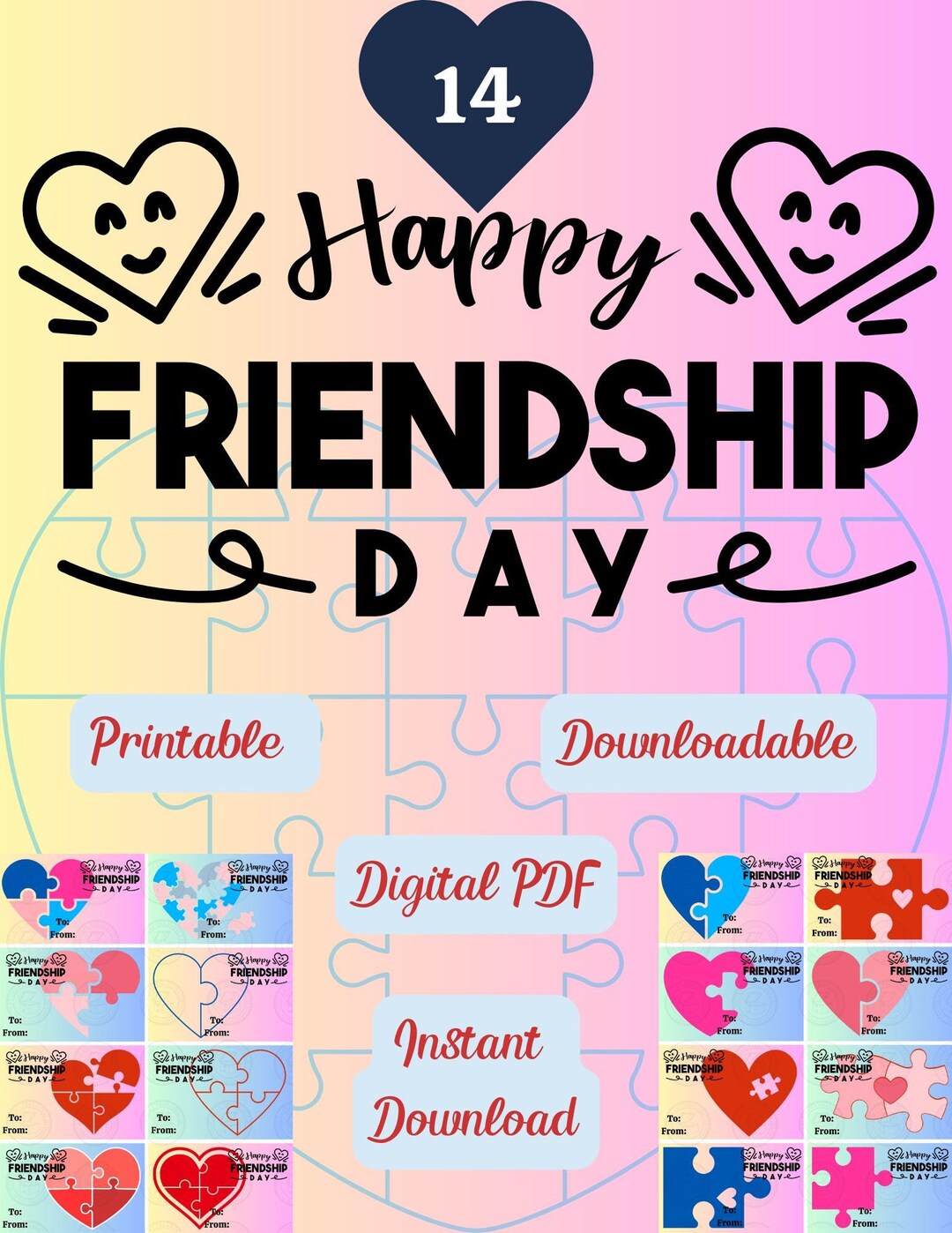 Autism Valentine Cards – Printable Friendship Cards, Puzzle Piece Heart ...