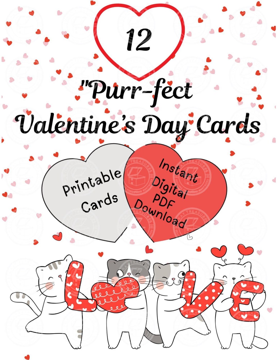 Printable Cat-themed Valentines Cards for Kids Cute & Funny Classroom ...