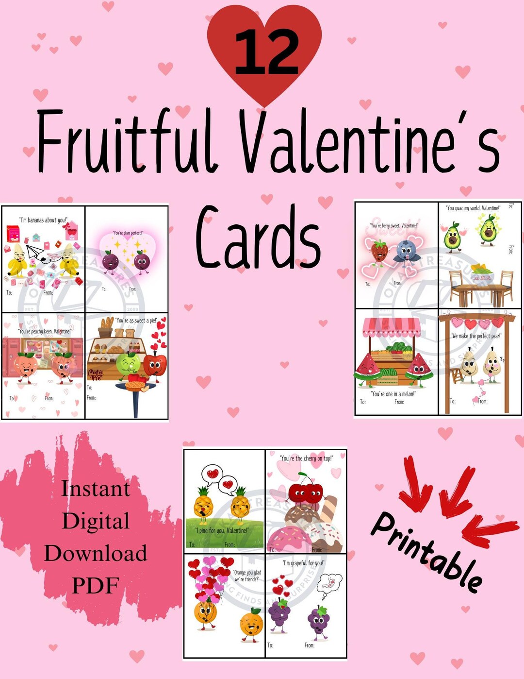 Printable Fruit-themed Valentine’s Day Cards for Kids – Cute & Funny ...
