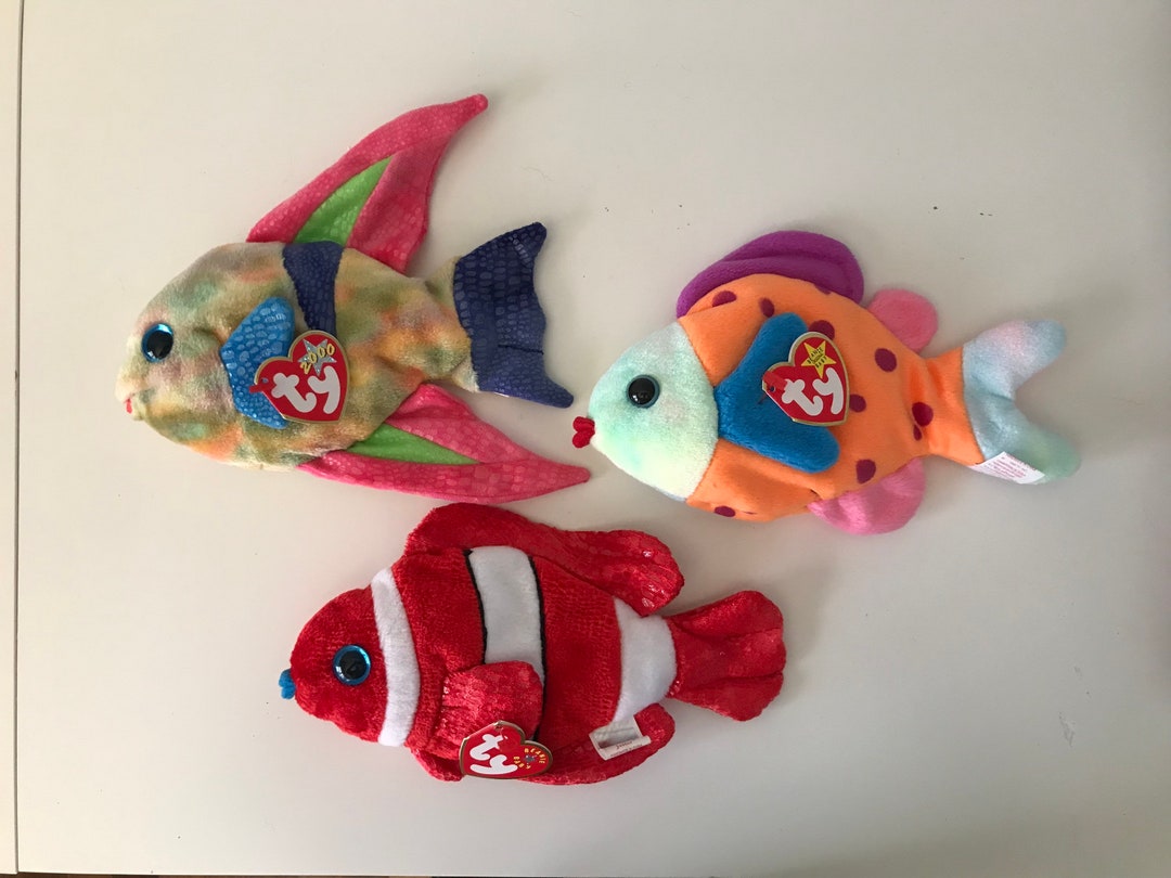 Vintage Ty Lips the Fish, Jester the Fish or Aruba the Fish Beanie Baby ...