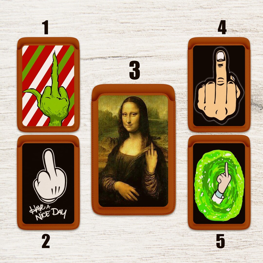 Funny Meme Middle Finger Leather Magsafe Magnetic Organizer Case Wallet ...