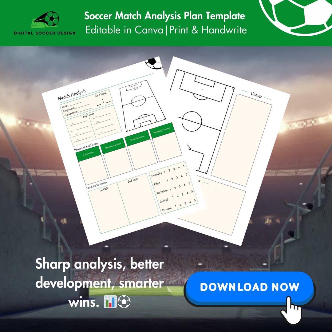 Printable Soccer Match Analysis Template Tactical & Performance Review ...