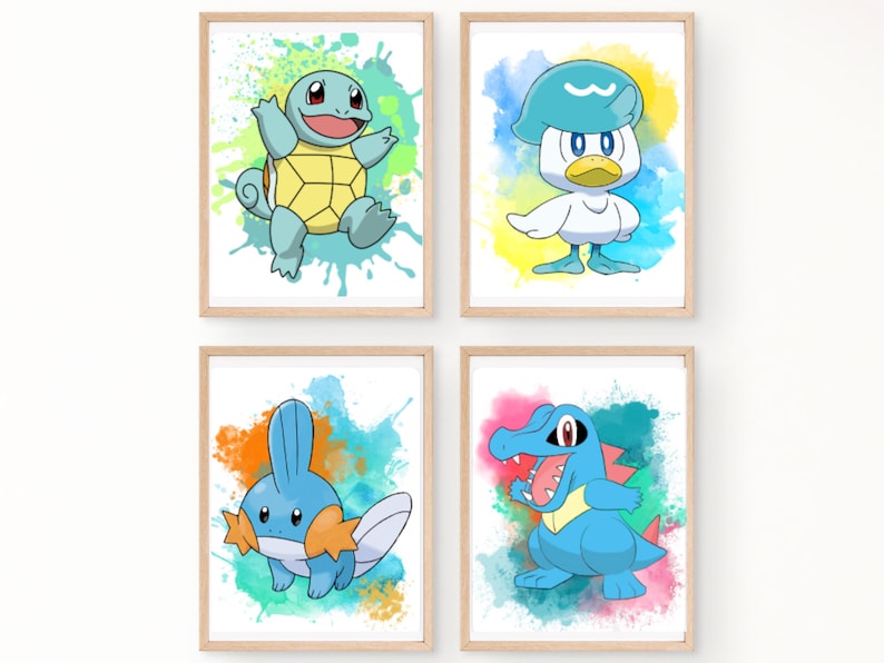 Pokemon Water Type Starters Wall Art Print Digital Download - Squirtle ...