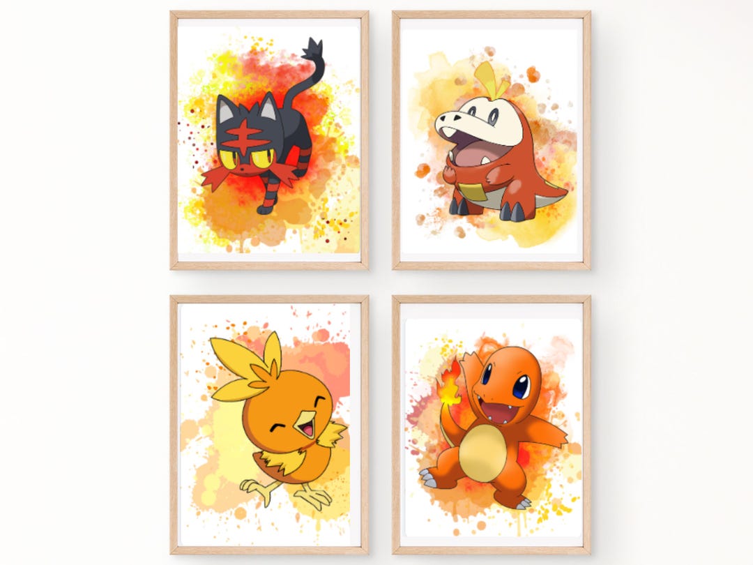 Pokemon Fire Type Starters Wall Art Print Digital Download - Charmander ...