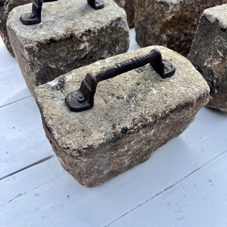 Reclaimed NYC Cobblestone Door Stopper With Antique Handle – Handmade ...