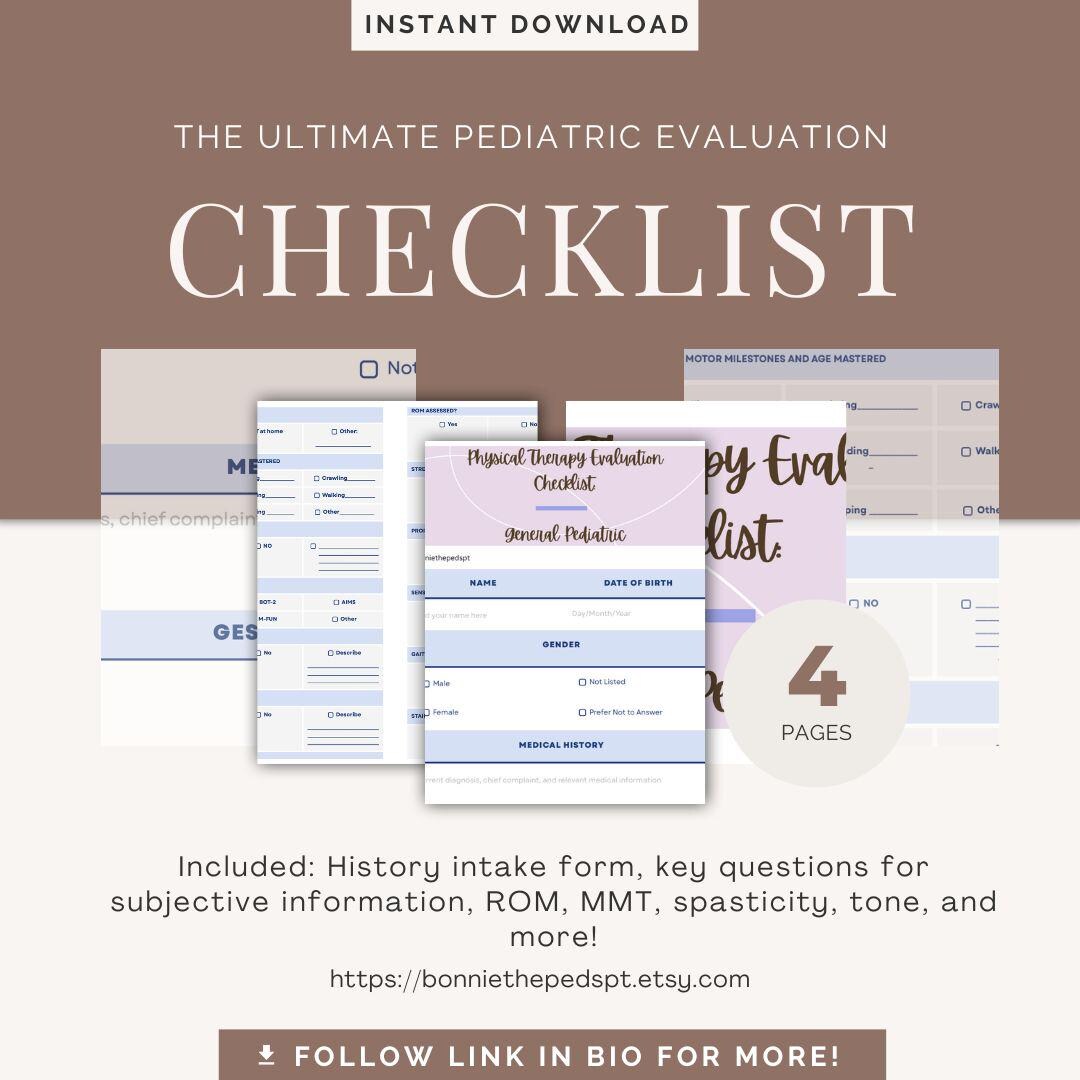 Pediatric Evaluation Checklist - Etsy