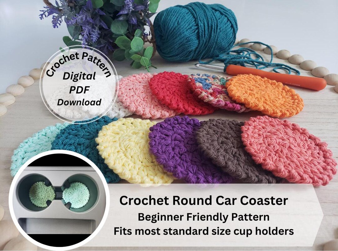 Crochet Car Coaster Pattern, Crochet Pattern, Crochet Tutorial, DIY ...