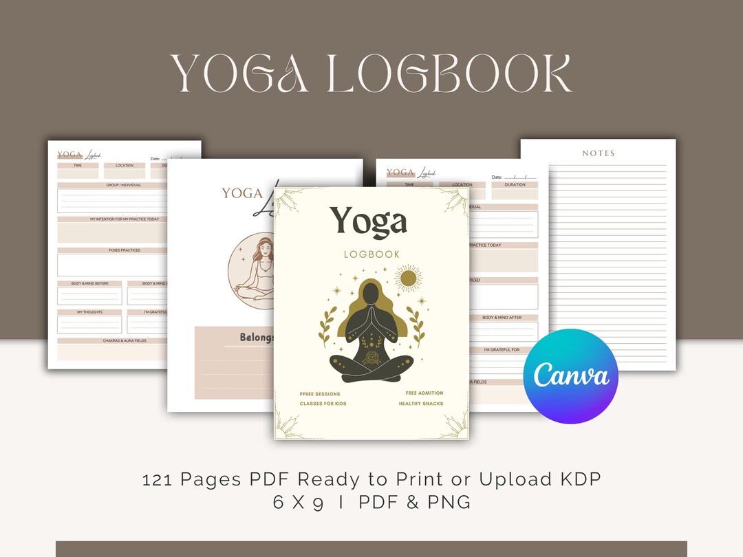 Yoga Logbook | KDP Interior | Printable Yoga Planner | Yoga Practice ...