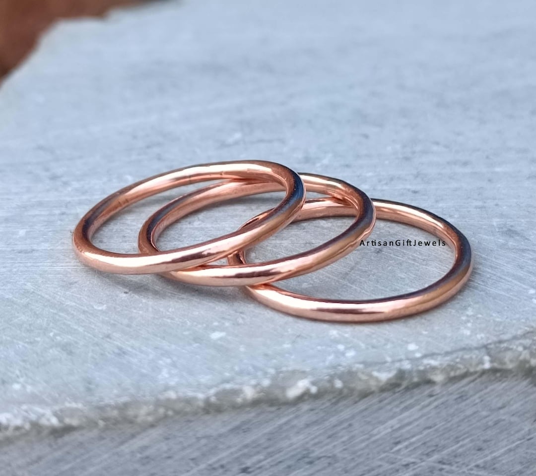 Pure Copper Ring, Set OF 3 Ring, Handmade Ring, Copper Band Ring ...