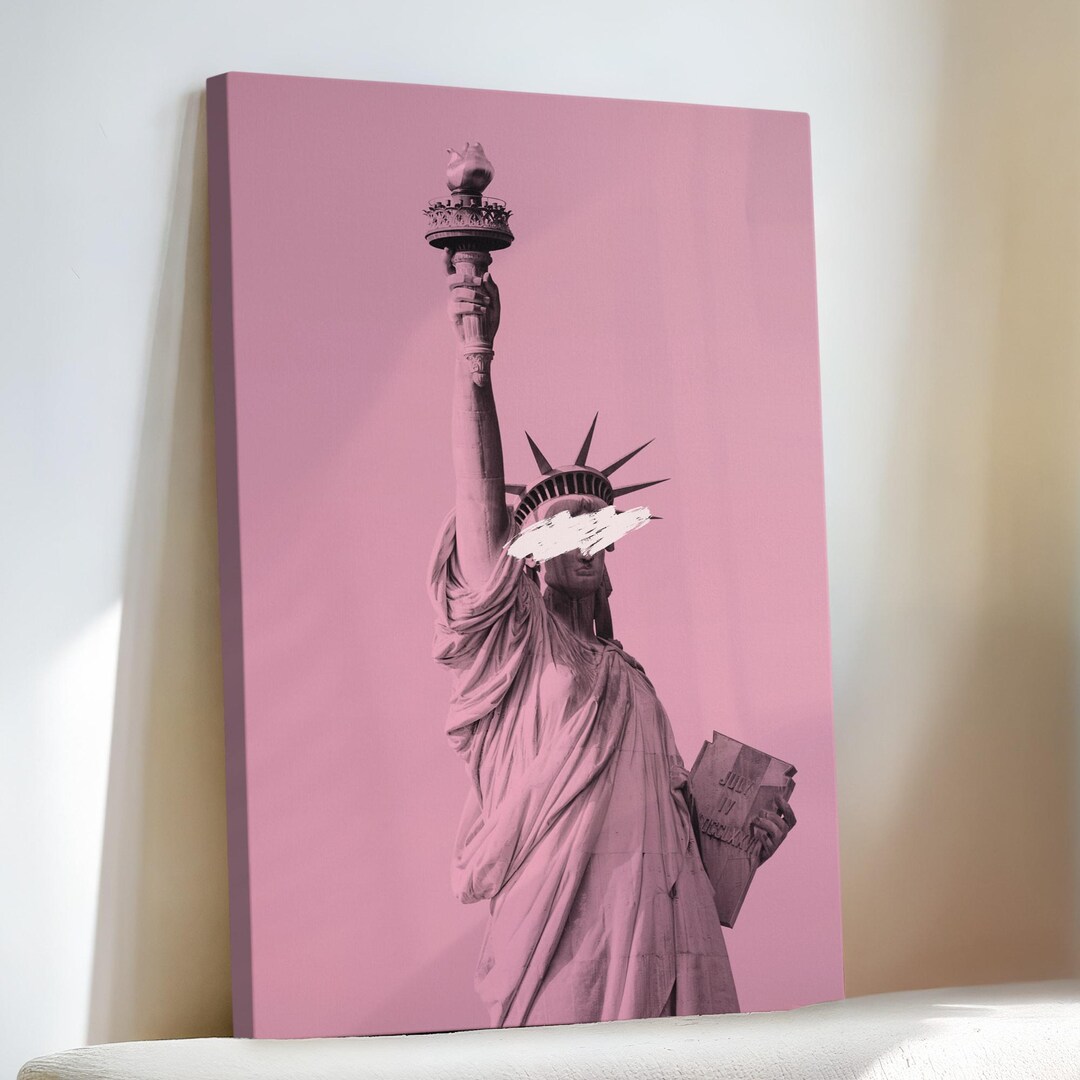 Pink Statue of Liberty Canvas Wall Art - Pink Print - Luxury Aesthetic ...
