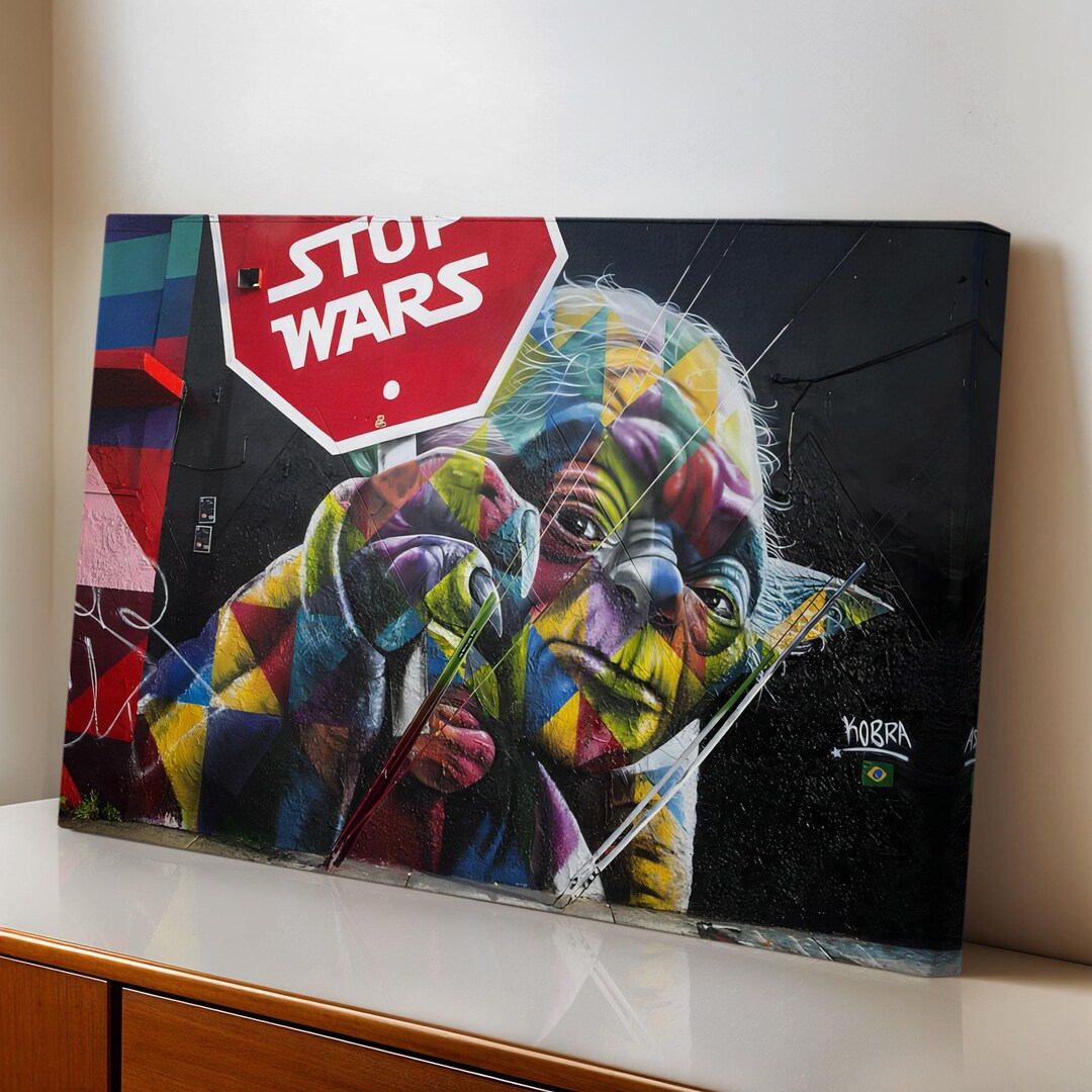 Banksy Yoda Stop Wars Print on Canvas – Star Wars Street Graffiti Wall ...