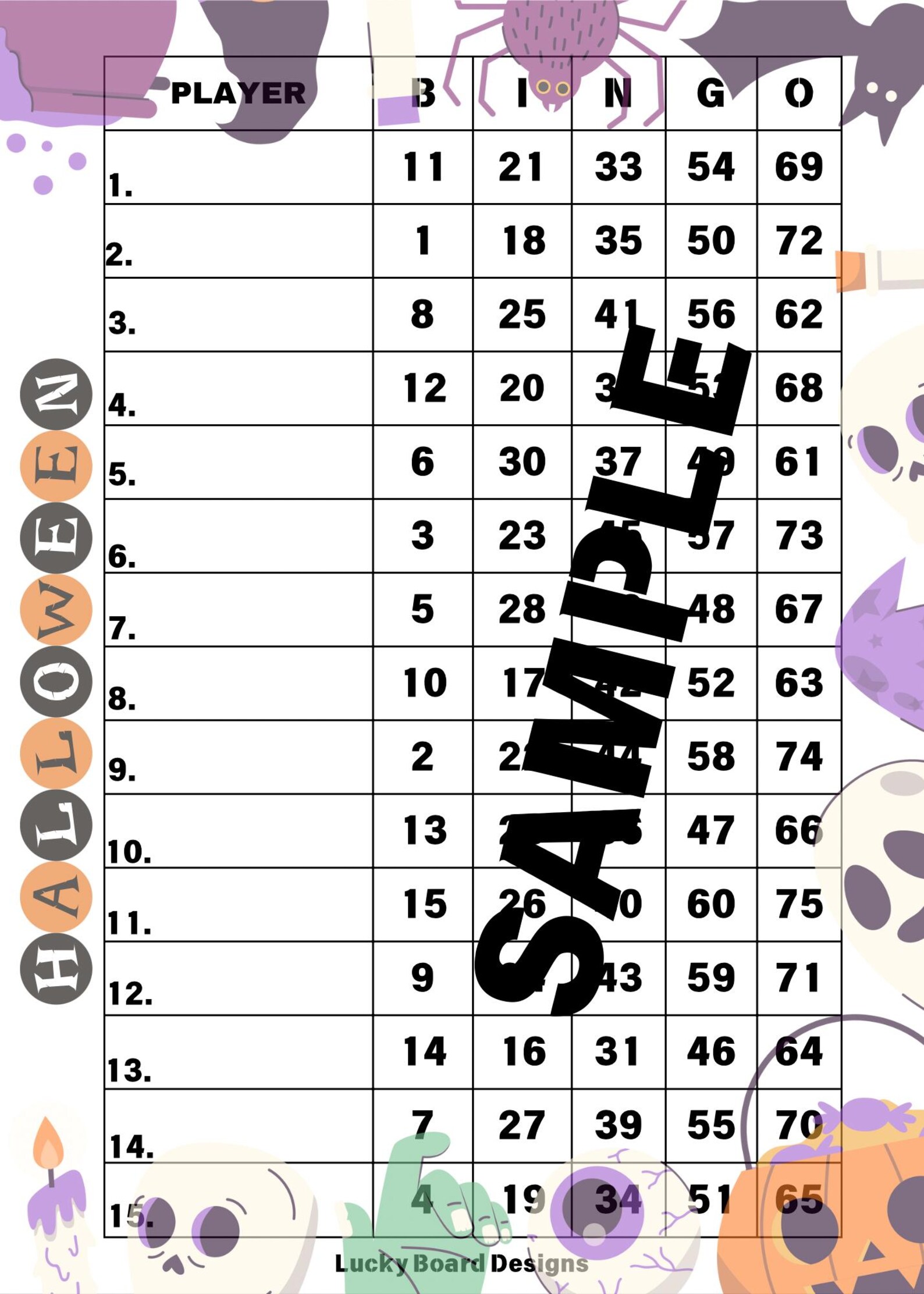 Halloween Bingo Board Set: Printable Game (PDF) - Etsy