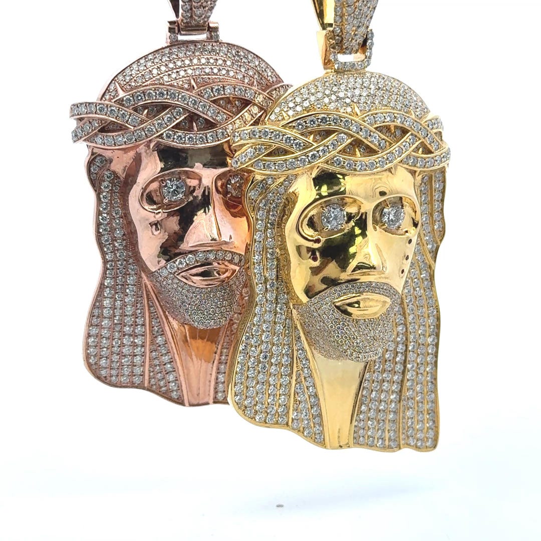 Custom Made 10K Jesus Pendant in Rose and Yellow Gold - Etsy