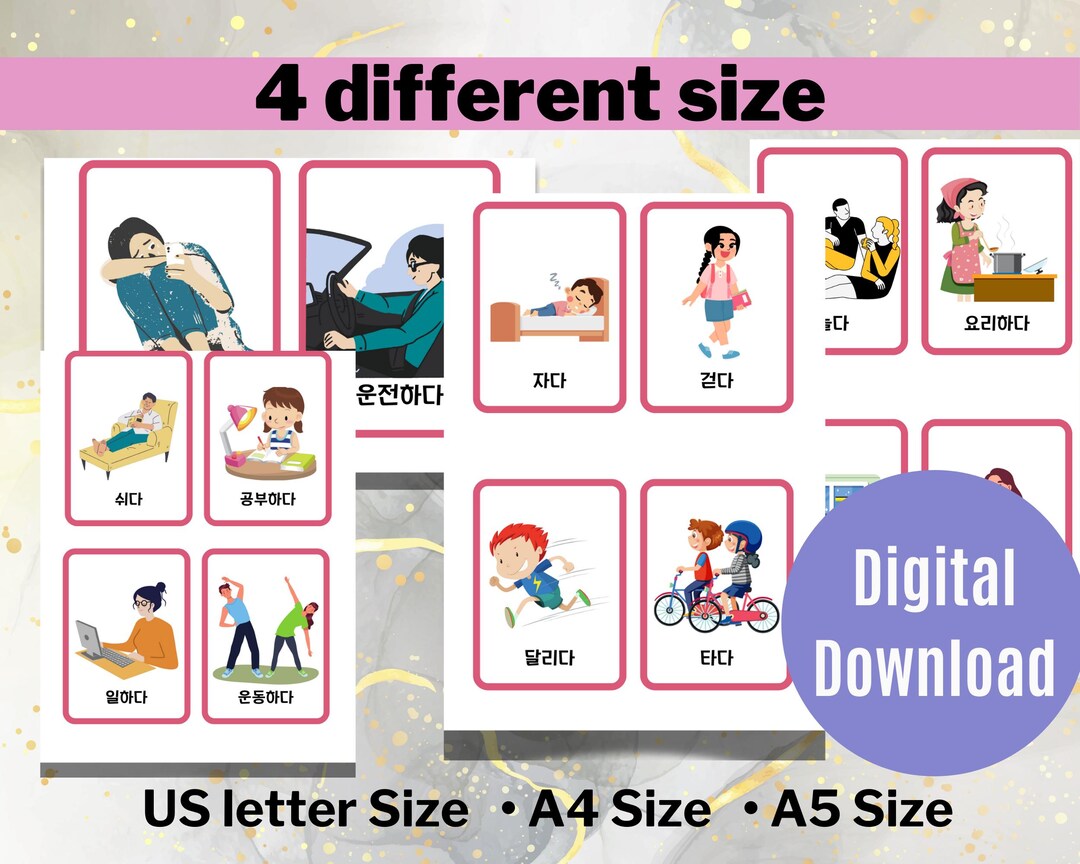 Downloadable Korean Language Study Flashcards (must-know) - Etsy