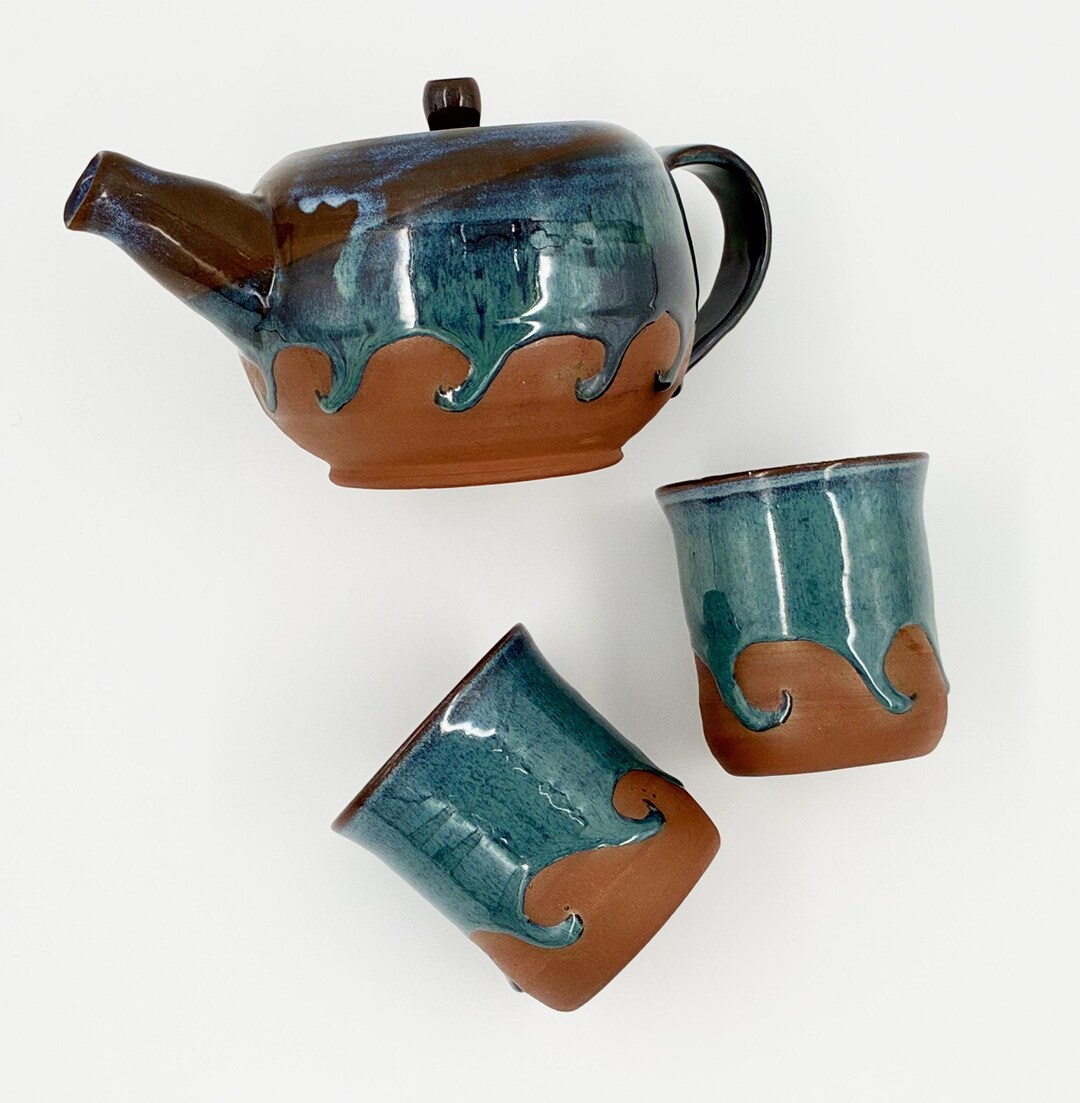 Wave Tea Set Hand Thrown Stoneware - Etsy