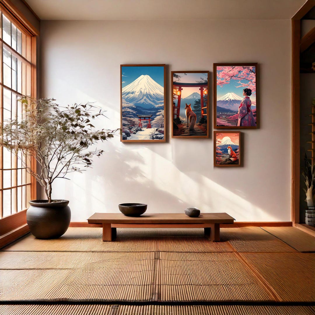 Vintage Japanese Art Print Maximalist & Minimalist Wall Art Asian ...