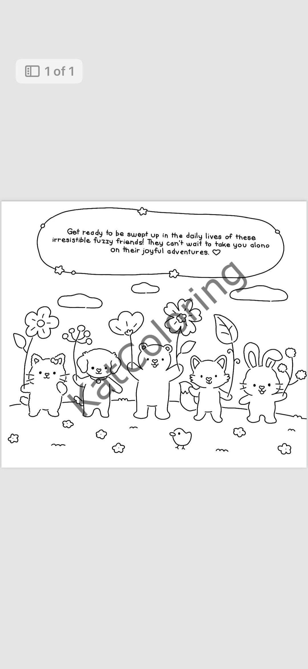 Fuzzy Friends Coloring Page by Vivi Tinta - Etsy