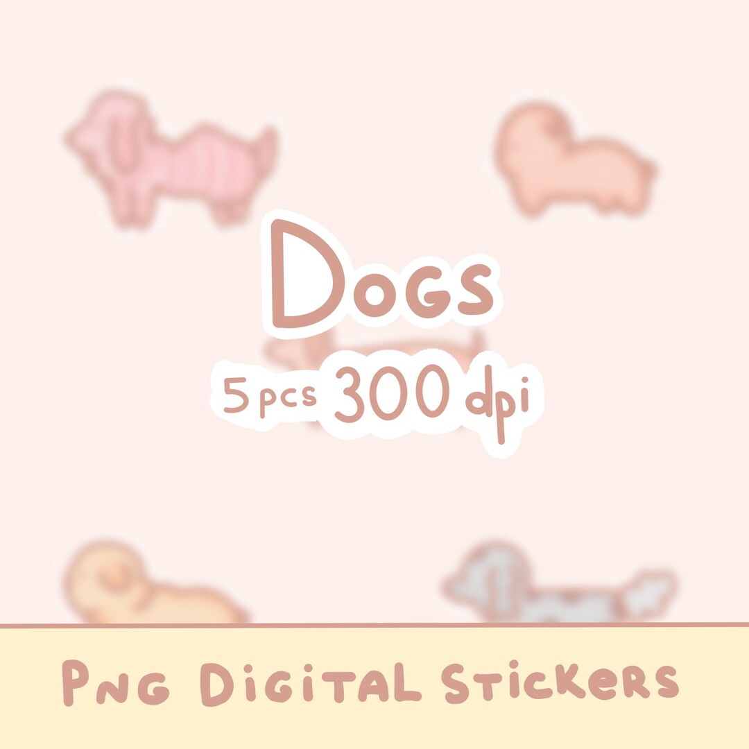 5 Cute Dog Clipart Stickers, Minimalist Design, Soft Colors, 300 DPI ...