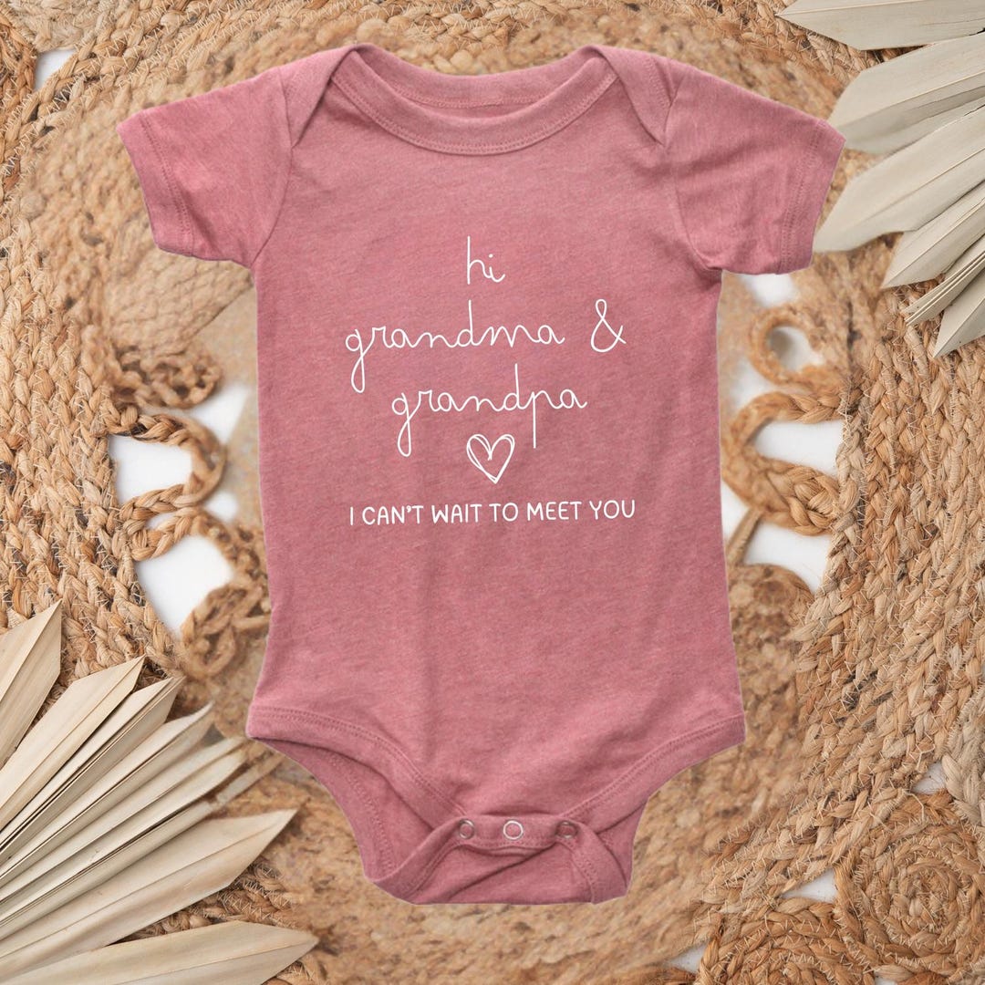 Hi Grandma & Grandpa I Can't Wait to Meet You Baby Bodysuit, Pregnancy ...