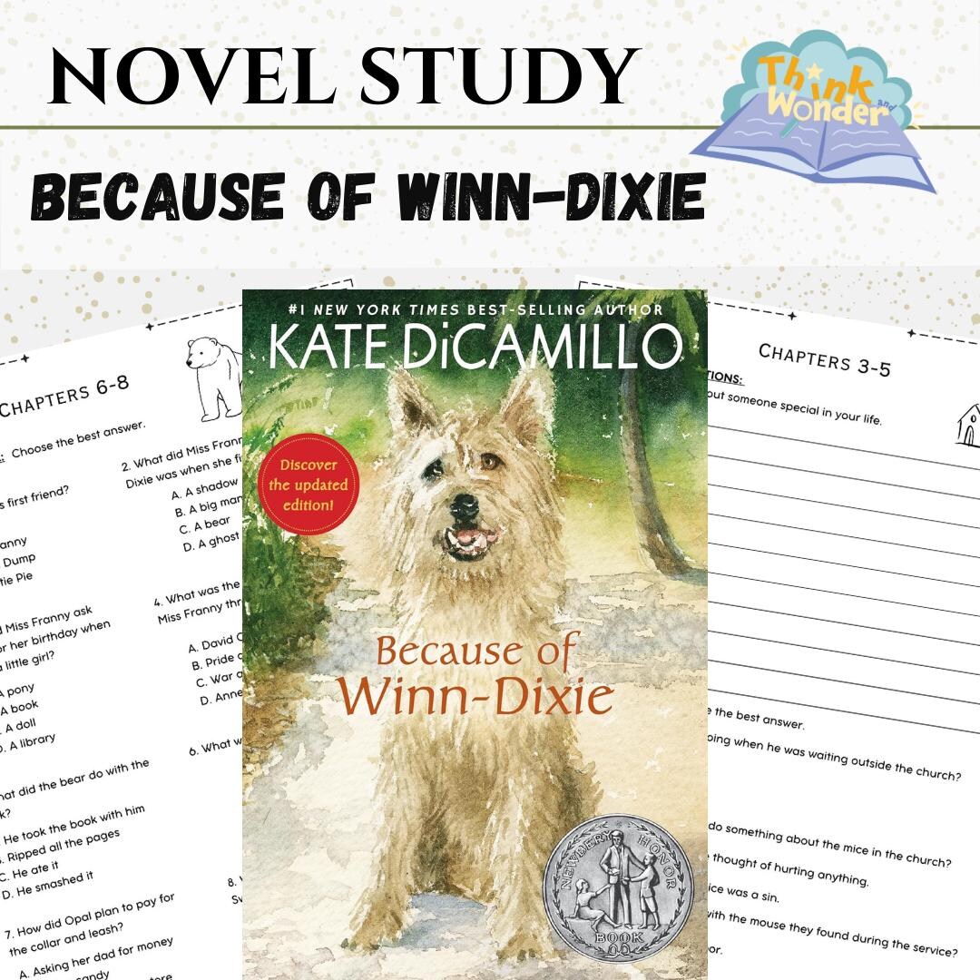 Because of Winn-dixie Novel Study: Elementary Literature Guide (PDF) - Etsy